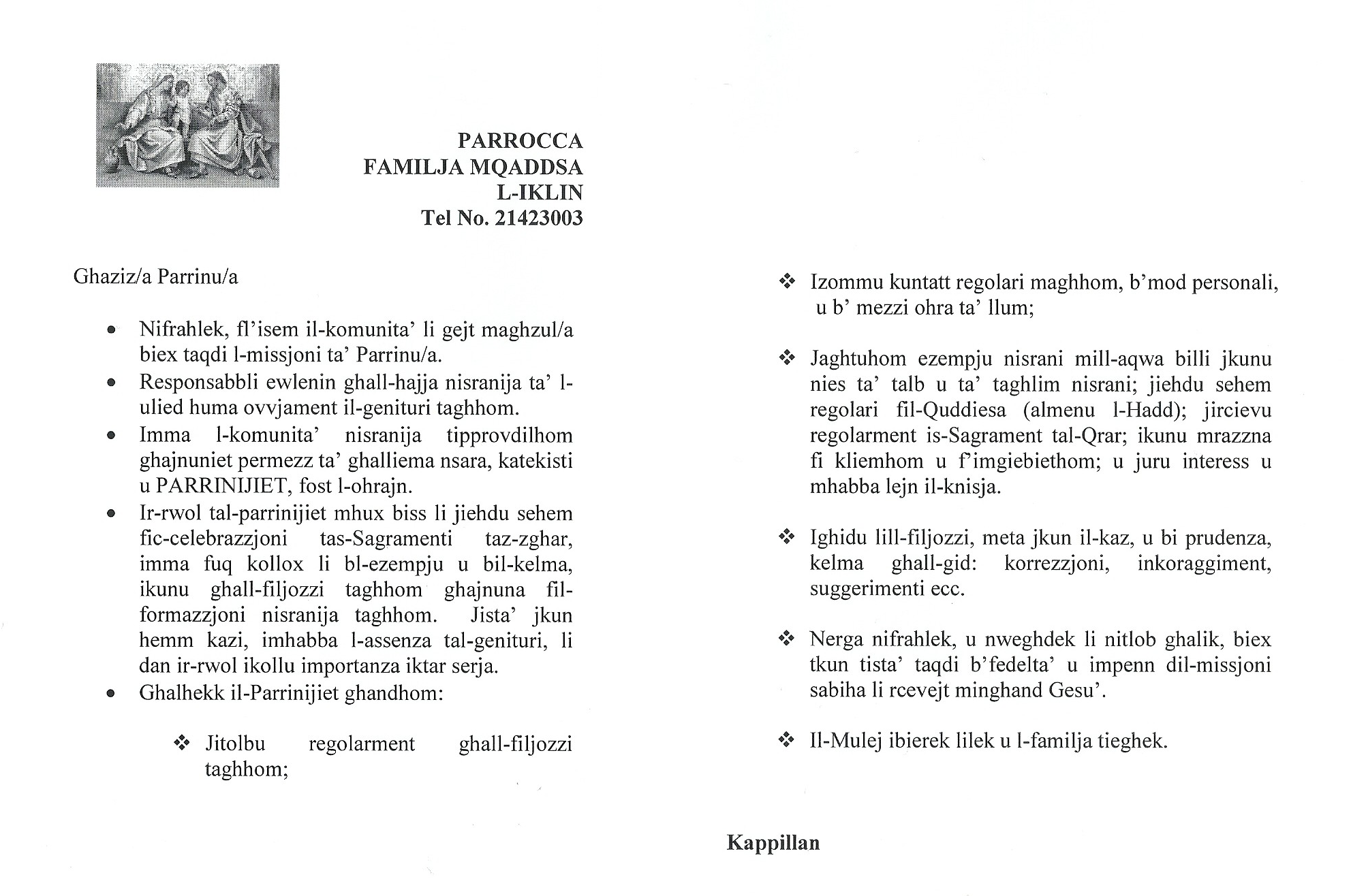 NB. Fil-liġi tal-Knisja nsibu dan dwar il-Parrini: NB. Fil-liġi tal-Knisja nsibu dan dwar il-Parrini: