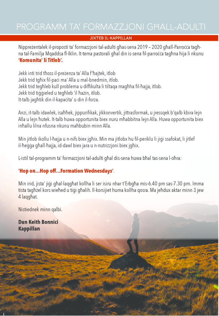 Formazzjoni għall-Adulti - Parrocca Familja Mqaddsa Iklin